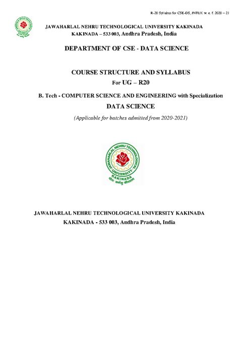 Cse Ds 1and2 Years Csandsyllabus Ug R20 Jawaharlal Nehru Technological