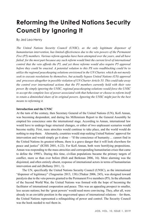 Pdf Reforming The United Nations Security Council By Ignoring It