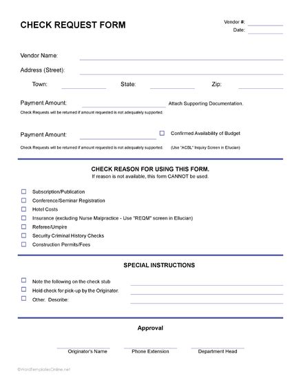 Free Check Request Forms Word Google Docs