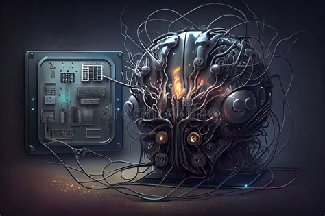Concept Of Artificial Intelligence Human Brain Connected To Electronic