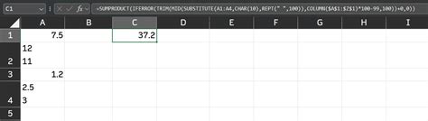 Excel Sum Values Of A Mixed Column With Line Broken Cells And Single