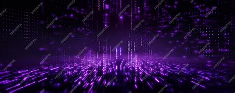 Purple Binary Code On Dark Creating An Atmosphere Of Data Technology And Cyber Security Focus On
