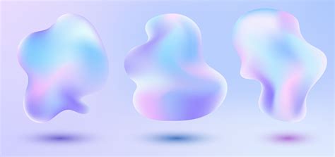 set of 3d fluid or liquid flowing shape design element holographic