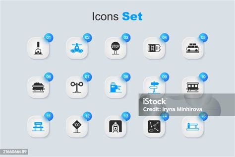 철도 지도 기차 신호등 핸드카 운송 대기실 장벽 여객 열차 차량 철도 전환 및 개찰구 아이콘을 위한 화살표를 설정합니다 벡터