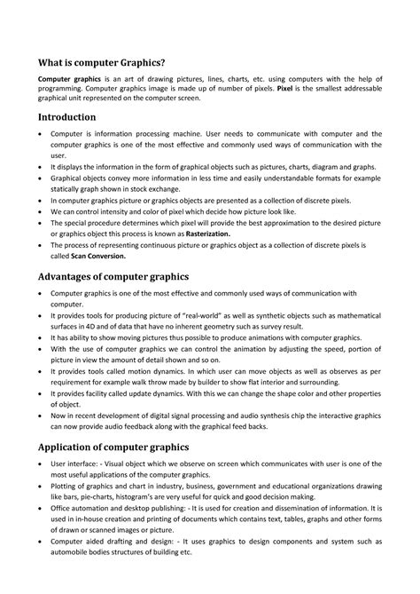 Unit 1 Unit 1 What Is Computer Graphics Computer Graphics Is An Art Of Drawing Pictures