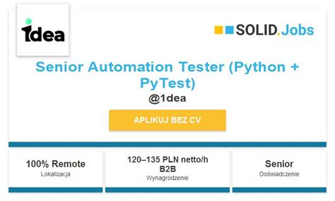 👨‍🚀 Senior Automation Tester Python Pytest 100 Zdalnie 1dea 🔥🔥🔥