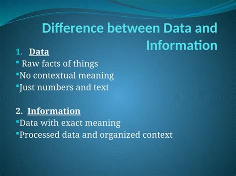 Difference Between Data And Information Pptx