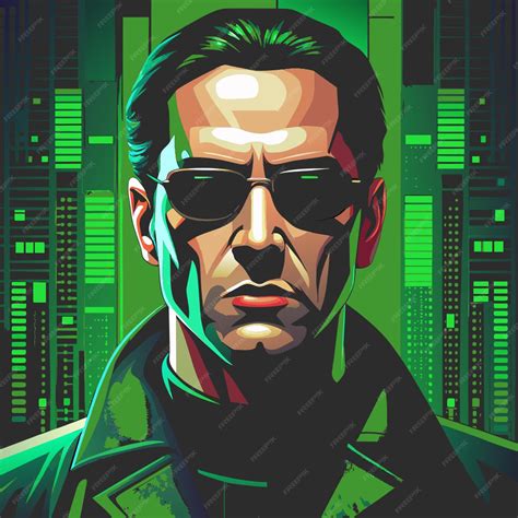 Man In Matrix Vector Illustration Flat 2 Premium Ai Generated Vector