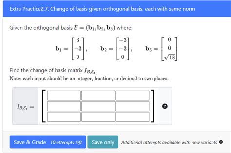Solved Extra Practice Change Of Basis Given Orthogonal Chegg Com