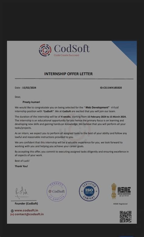 internship webdevelopment codsoft excited preety kumari