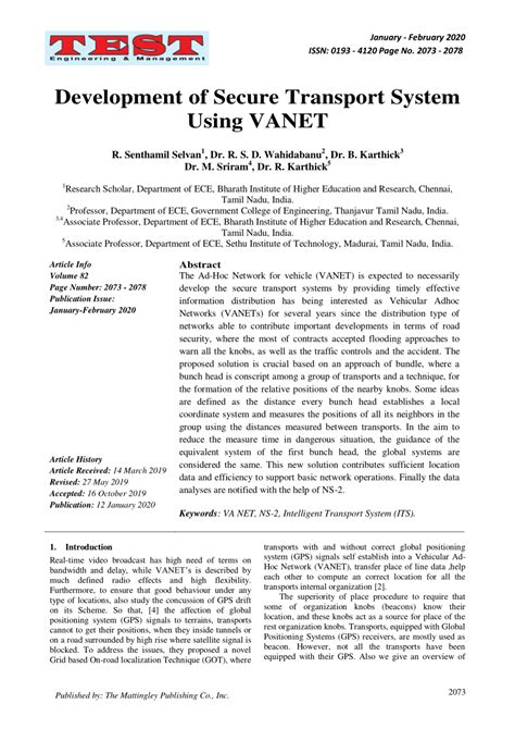 Pdf Development Of Secure Transport System Using Vanet