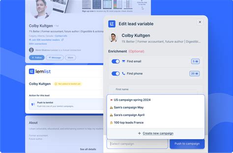 get linkedin leads verified data in 1 click with lemlist chrome extension