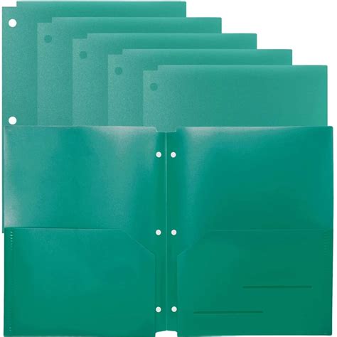 Babeever 6 Pack Heavy Duty Plastic Two Pocket Folders Binder Dividers With Pocket 3 Hole