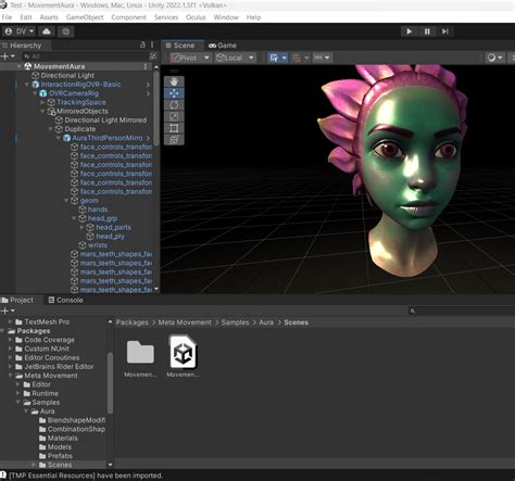 Few Issues With New Project Setup Face Eye And Body Issue Oculus Samples Unity