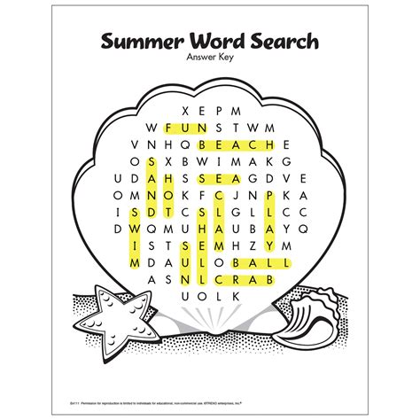 Summer Word Search For Adults