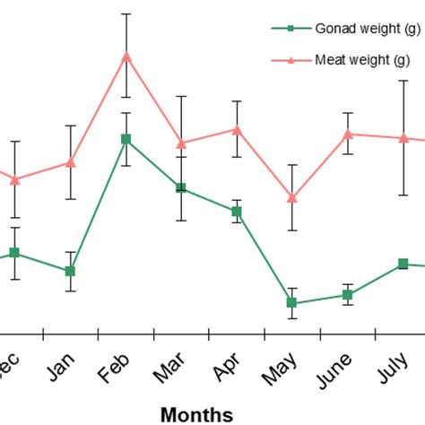Monthly Gonad And Meat Weights Of Female Mussels Download Scientific