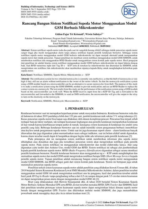 Pdf Rancang Bangun Sistem Notifikasi Sepeda Motor Menggunakan Modul Gsm Berbasis Mikrokontroler