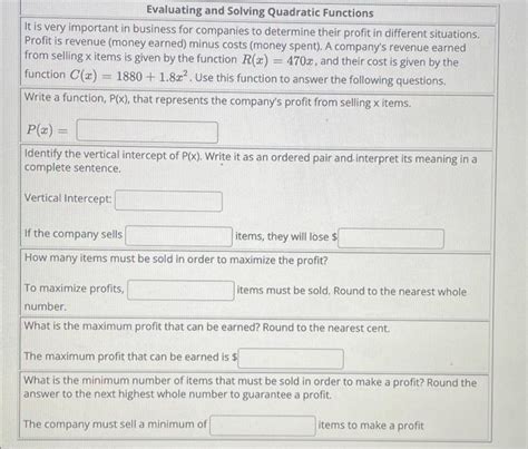 Solved Evaluating And Solving Quadratic Functions It Is Very