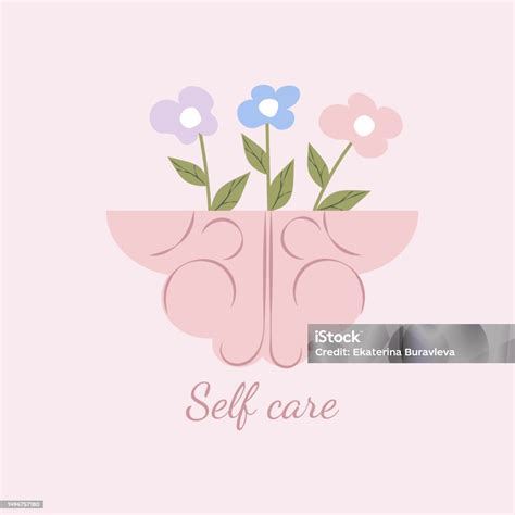 꽃과 잎과 두뇌 건강한 개화 인간 내부 기관 벡터 일러스트 Mental Wellbeing에 대한 스톡 벡터 아트 및 기타 이미지 Mental Wellbeing 개념