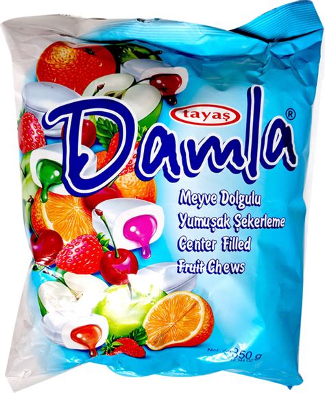 Упаковка жевательных конфет Tayas Damla Микс с фруктовой начинкой 350 г 8690997175014 купить