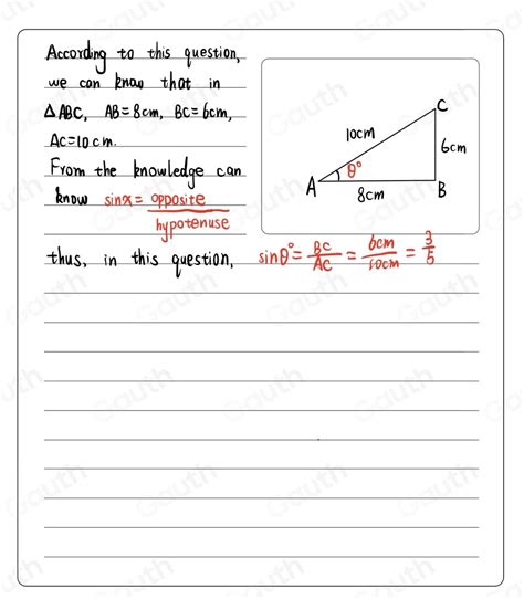 Solved Using the diagram below state the exact value of sin θ Give your answer as a fraction