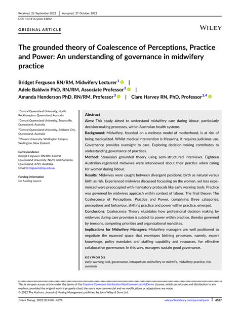 Pdf The Grounded Theory Of Coalescence Of Perceptions Practice And
