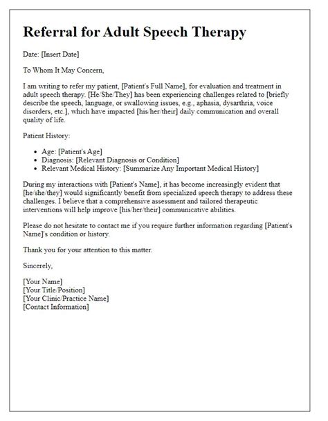 Letter Template For Patient Speech Therapy Referral Free Samples In Pdf Letterin