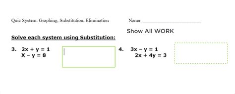Solved Quiz System Graphing Substitution Elimination Name Chegg