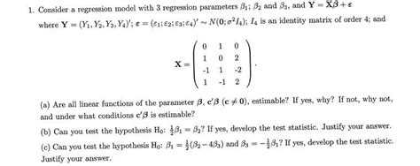 1 Consider A Regression Model With 3 Regression