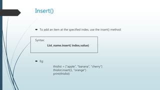 Python Collection Datatypes PPT