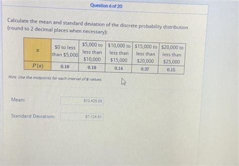 Solved Calculate The Mean And Standard Deviation Of The Chegg