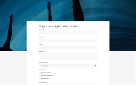 Printable Yoga Class Registration Form Sample Printable Forms Free Online