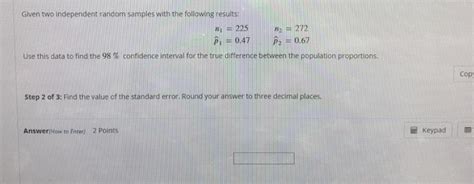 Solved Given Two Independent Random Samples With The Chegg