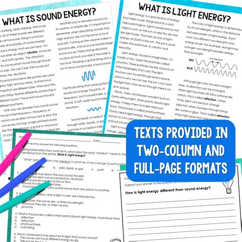 Paired Texts Print And Digital Sound And Light Energy Ideas By Jivey