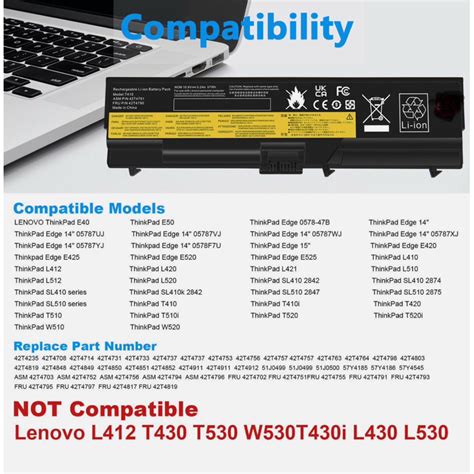Battery For Lenovo Thinkpad T T T T W W Sl Sl Cell Shopee Malaysia