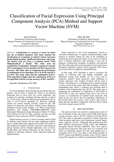 Pdf Classification Of Facial Expression Using Principal Component Analysis Pca Method And