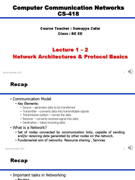 Computer Communication Networks Cs 418 Lecture 1 2 Network Architectures And Protocol Basics