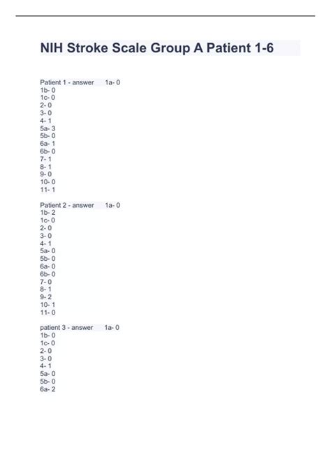NIH Stroke Scale Group A Patient Questions And Answers Verified NIH Stroke Scale Stuvia US