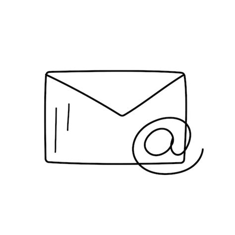 이메일 기호가 있는 봉투 Doodle 스타일 프리미엄 벡터