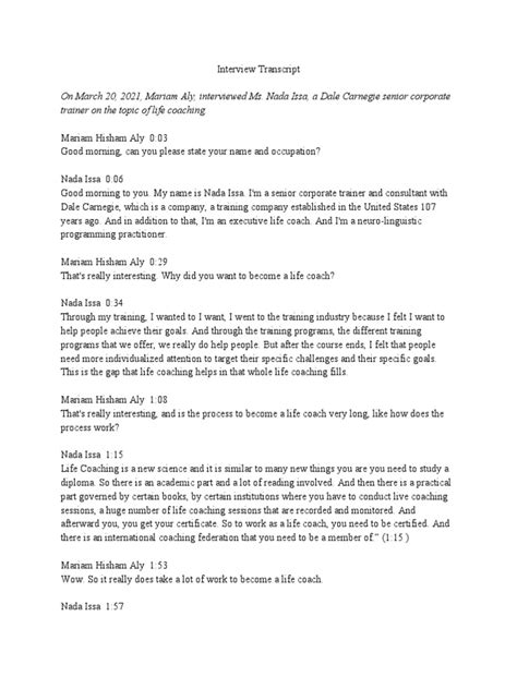 Mariam Aly Interview Transcript Pdf Clinical Psychology Psychology