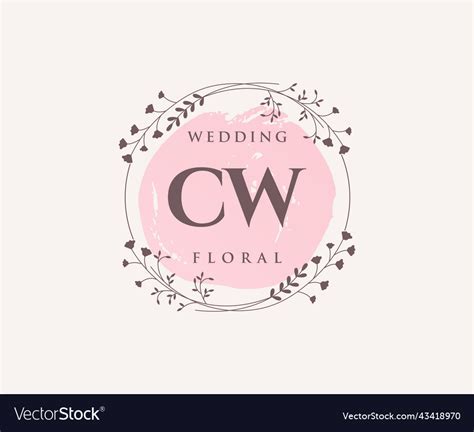 Cw Initials Letter Wedding Monogram Logos Vector Image