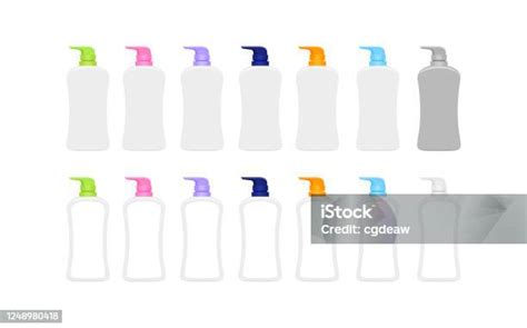 흰색에 고립 된 모형 병 플라스틱 포장 화장품 용기 디자인의 병 컬렉션 라벨 그래픽을위한 템플릿 빈 병 로션을위한 빈 병 샴푸 크림 또는 비누 젤 제품 개체 그룹에 대한