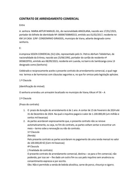 Contrato De Arrendamento Comercial 245 Pdf Proprietário Leasing