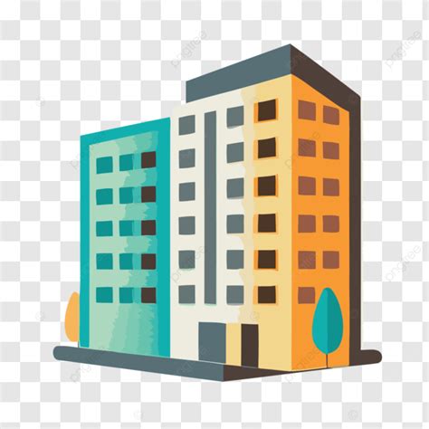 건물의 삽화 벡터 흰색 배경에 호텔 건물의 단순한 다채로운 아이콘 그림자 없음 작은 프레임 중앙 Png 일러스트 및 벡터 에 대한 무료 다운로드 Pngtree