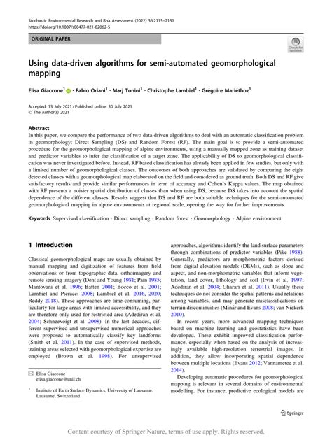 Pdf Using Data Driven Algorithms For Semi Automated Geomorphological