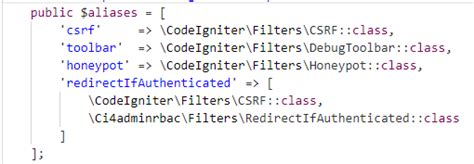 Bug Alias Filter With Multiple Filter Class Doesnt Work · Issue 2831 · Codeigniter4