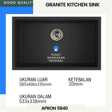 Promo Bak Cuci Piring Granite Kitchen Sink Black Hitam Apron 5840 Bertu