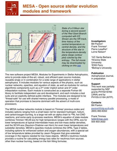 Mesa Open Source Stellar Evolution Modules And Framework