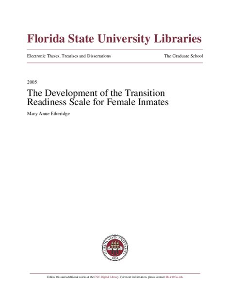 Pdf Development Of The Transition Readiness Scale For Female Inmates