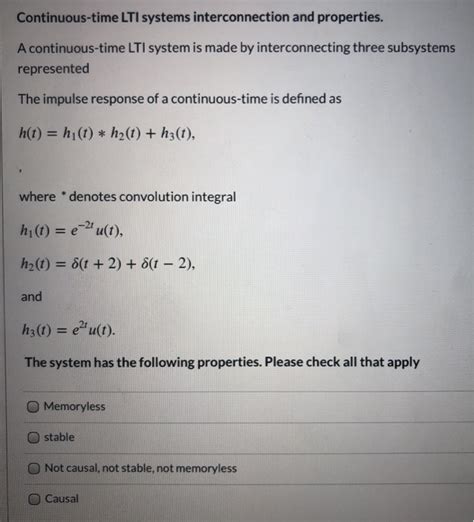 Solved Continuous Time Lti Systems Interconnection And
